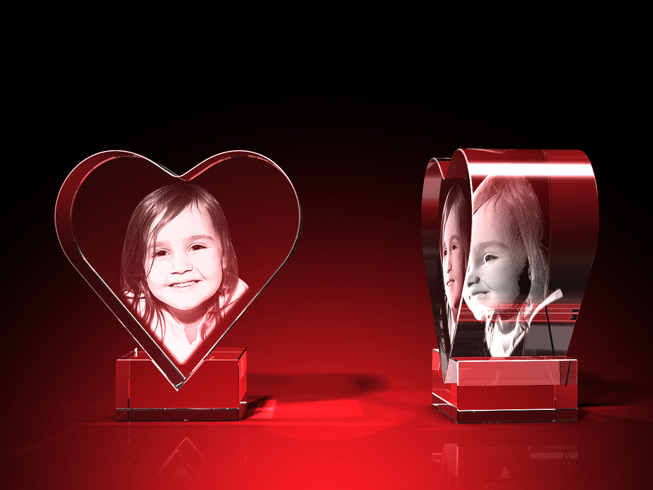 3D-Porträt vom Foto - Herz mit Halter – GLASFOTO.COM